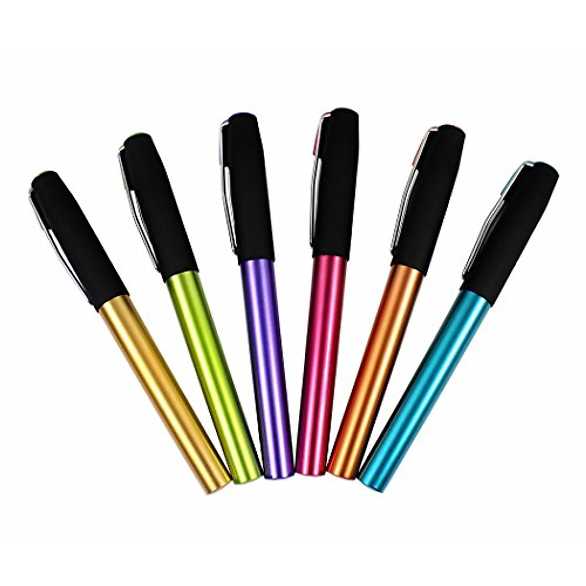 Hillento YIREN Fountain Pen Set, Student 6 Color Pen Set, Black Cap, Plastic(Golden, Blue, Green, Purple, Red, Orange)