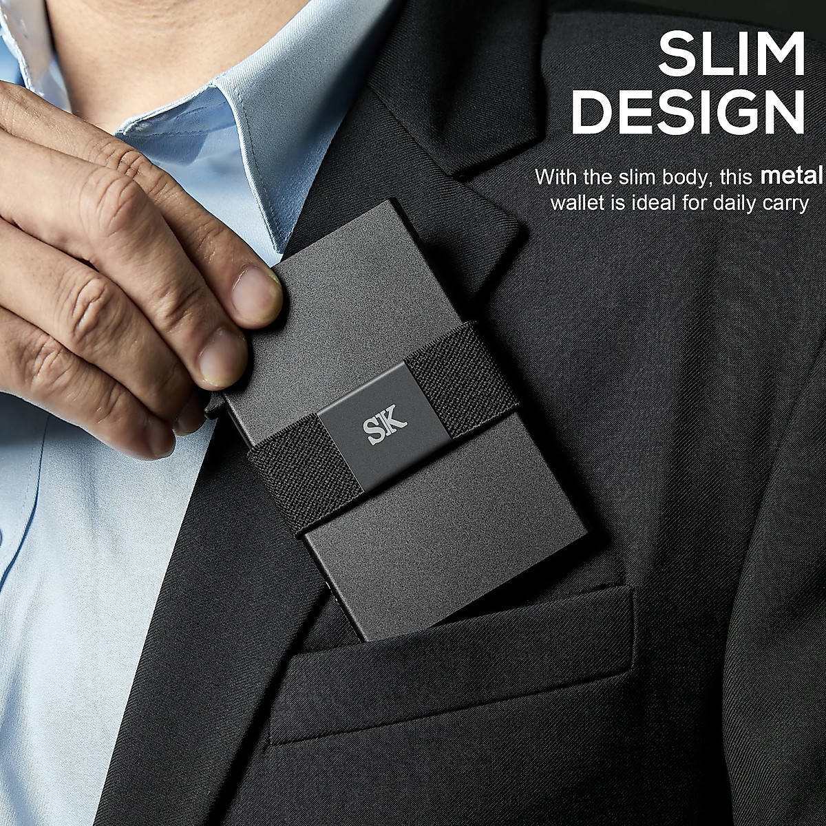 Sykorvon Minimalist Card Holder Wallet for Men, Aluminum Slim Metal Wallet with Money Band, RFID Blocking Pop Up Wallet, Holds 12+ Cards Plus Cash…