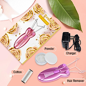Electric Women Facial Hair Remover, EC VISION Ladies Beauty Epilator Trimmer Facial Cotton Threading Hair Shaver (Pink)