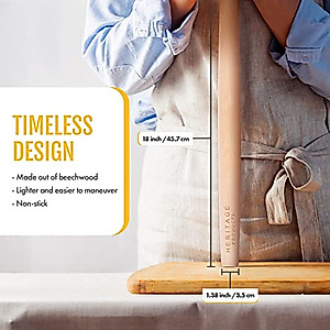 Heritage Products French Rolling Pin - Tapered Wooden Rolling Pins for Baking - Dough Roller for Fondant, Ravioli, Pastry, Pie, Bread, Dumpling