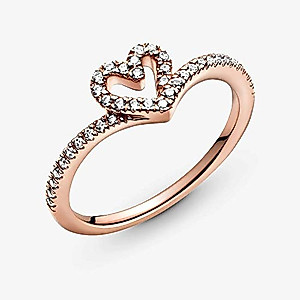 PANDORA Sparkling Wishbone Heart Ring