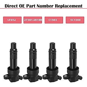 Ignition Coil Packs of 4 Fits for L4 1.6L 2012 2013 2014 2015 2016 2017 Kia Rio Soul Hyundai Accent Veloster 1.6 Coils Replaces# UF652 C1803