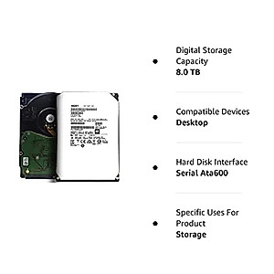 HGST Ultrastar He8 HUH728080ALE601 8TB 7200RPM 128MB Cache SATA 6.0Gb/s 3.5inch Enterprise Hard Drive - 5 Year Warranty (Renewed), Mechanical Hard Disk