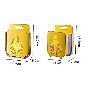 Plastic Laundry Hamper Wall Hanging Groceries Dirty Clothes Storage Containers,Compact Collapsible Dead Laundry Hamper for Bathroom Bedroom Kitchen,Folding Storage Baskets-White 46x39x22cm(18x15x8.6in