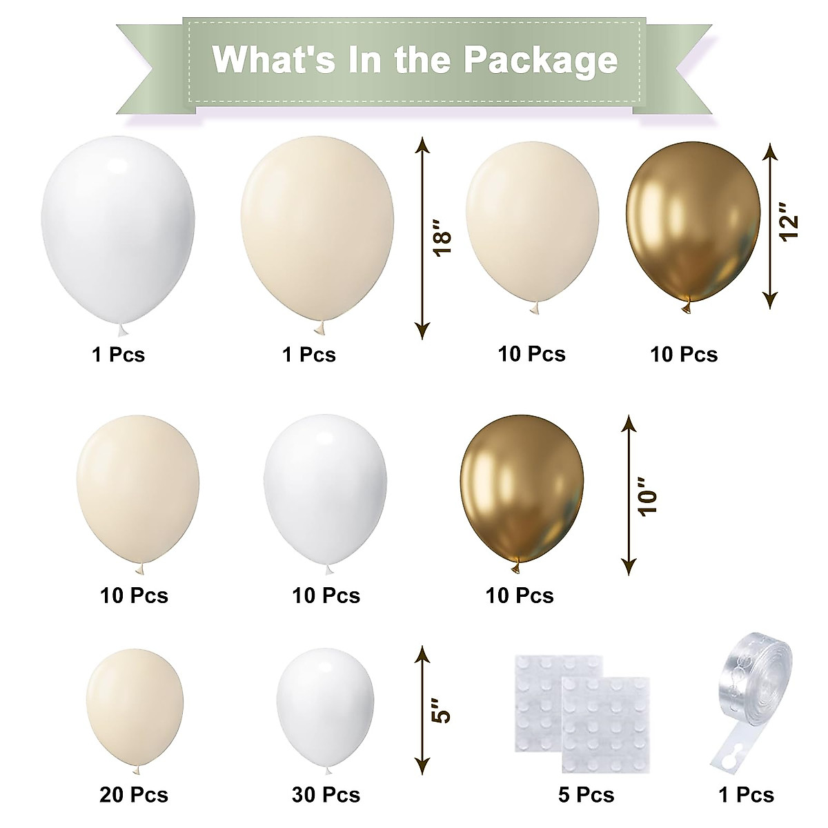 White Sand Gold Balloons Garland Arch,102 pcs Beige White Gold Balloons with for Boho Wedding Baby Bridal Shower Engagement Anniversary Birthday Decorations