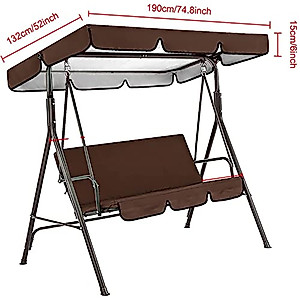 KFJZGZZ Swing Canopy Top Cover Replacement Canopy, 2 and 3 Seater Swing Replacement Top Cover for Garden Outdoor Waterproof, UV Block Replacement Canopy for Swing Seat (Top Cover +Chair Cover)