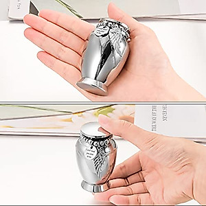 Small Urns for Human Ashes 2.95 Inch Small Keepsake Urns with Wing Charm Mini Cremation Urns for Ashes Stainless Steel Memorial Ashes Keepsake