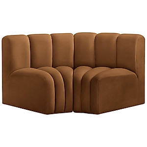 Meridian Furniture 103Saddle-S2B Arc Collection Modern | Contemporary Modular Sofa with Soft Saddle Velvet, Deep Channel Tufting, Modular Design, 60 W x 33 D x 30 H, Saddle