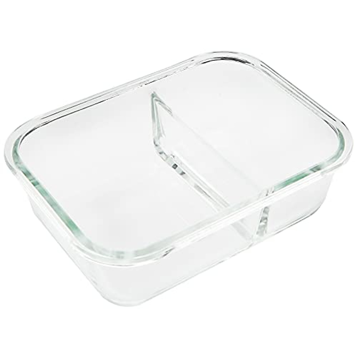LocknLock Purely Better Glass Food Storage Container with Lid, Rectangle w/divider-32 oz, Clear