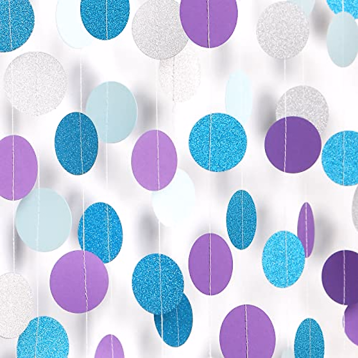 Purple-Blue Silver Frozen-Christmas Party-Decorations Streamers - 52Ft Winter Girl Birthday New Year Paper Garland Hanging Banner,Wonderland Mermaid Baby Shower Wedding Supplies Decor Lasting Surprise
