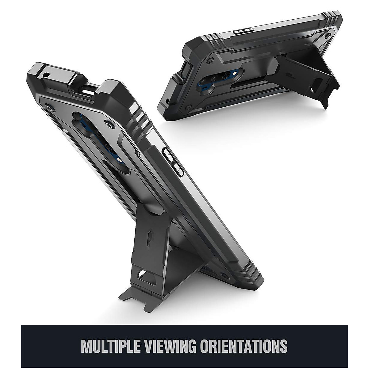 Poetic Revolution Case for OnePlus 7, [20FT Mil-Grade Drop Tested], Full-Body Rugged Dual-Layer Shockproof Protective Cover with Kickstand and Built-in-Screen Protector, Black