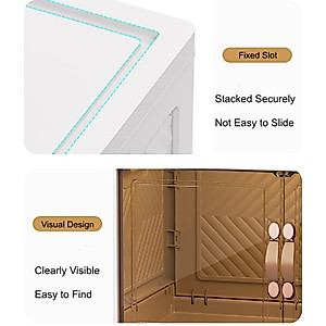 Collapsible Storage Bins With Lids & Wheels, 11.5 Gal Plastic Folding Storage Box, Stackable Storage Bins with Doors for Closet Organizers and Storage for Over 10 years old Kids