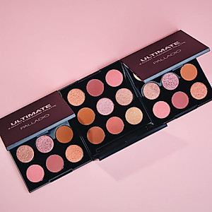 Palladio Ultimate 9-Count Eyeshadow Palette, Talc-Free Formula, High Pigmented Shades in A Mix of Matte & Shimmer Finishes, Blendable Long Lasting Colorful Professional-Grade Makeup (Rosey Nudes)