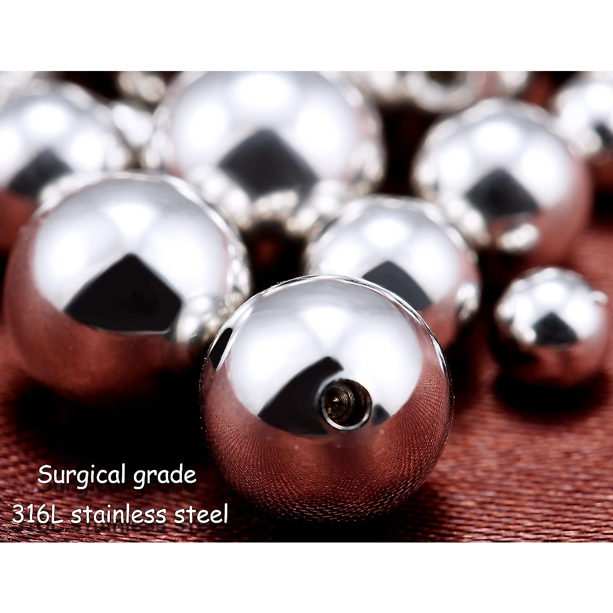 Prjndjw 25Pcs 14G Replacement Balls Externally Threaded Surgical Steel Balls Industrial Barbell Tongue Nipple Belly Button Piercing Rings Parts 3MM 4MM 5MM 6MM 8MM