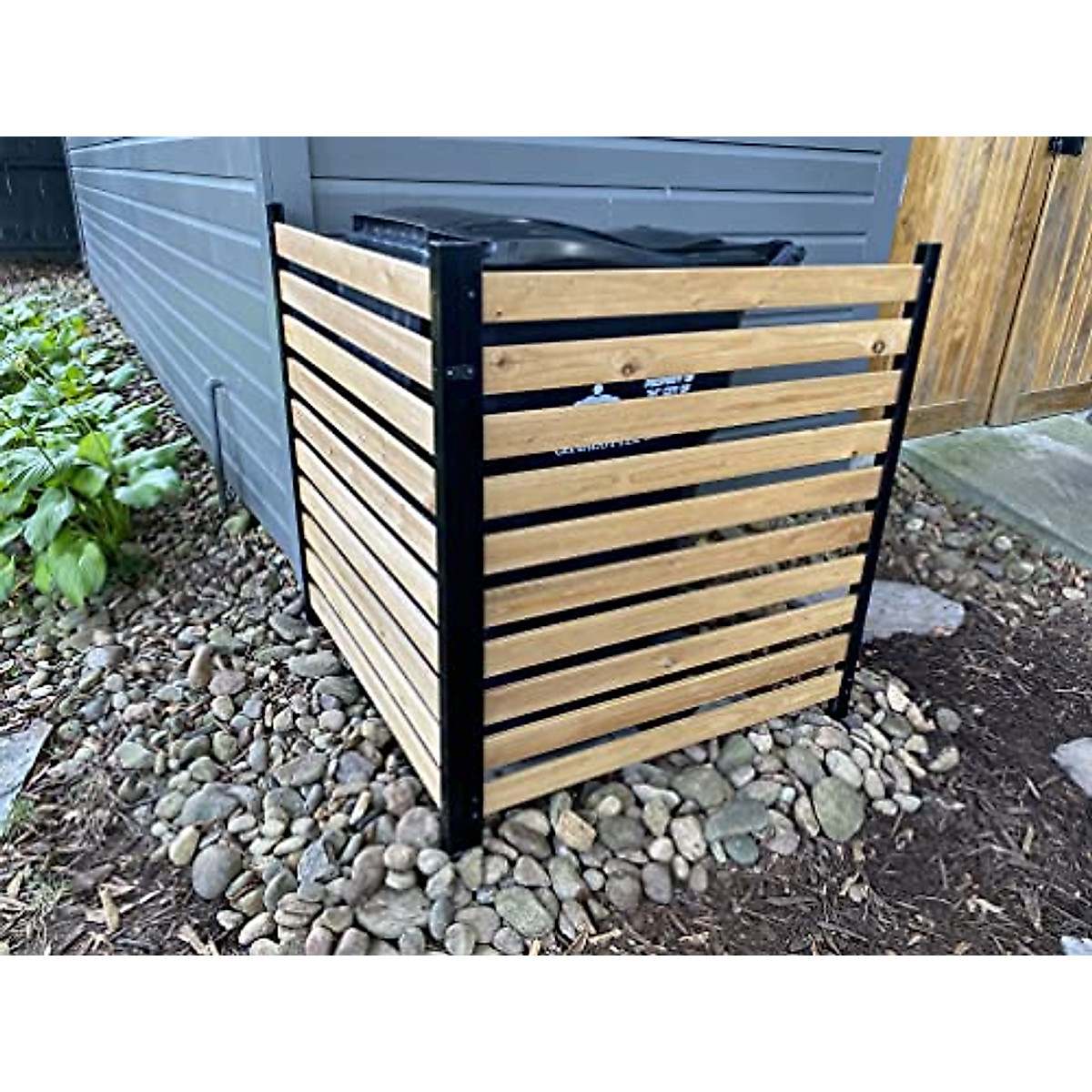 Enclo Privacy Screens EC18009 Charleston Wood Outdoor Privacy Fence Screen Slatted No-Dig Kit 38" W x 42" H, 2 Panels