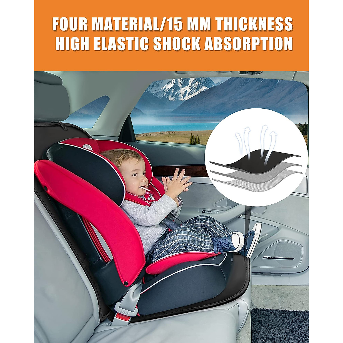 YaKuss Car Backseat Organizer,Kick Mats Back Seat Protector with Touch Screen Tablet Holder,9 Storage Pockets, Waterproof Car Back Seat Organizer for Kids, Car Travel Accessories (1.0 Black, 1PC)