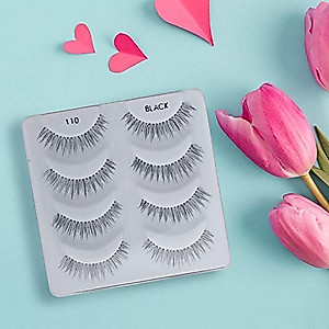 Ardell Natural False Eyelashes Multipack 110 Black - Comfortable Strip Lashes for Everyday Wear, 4 Pairs x 1 Pack