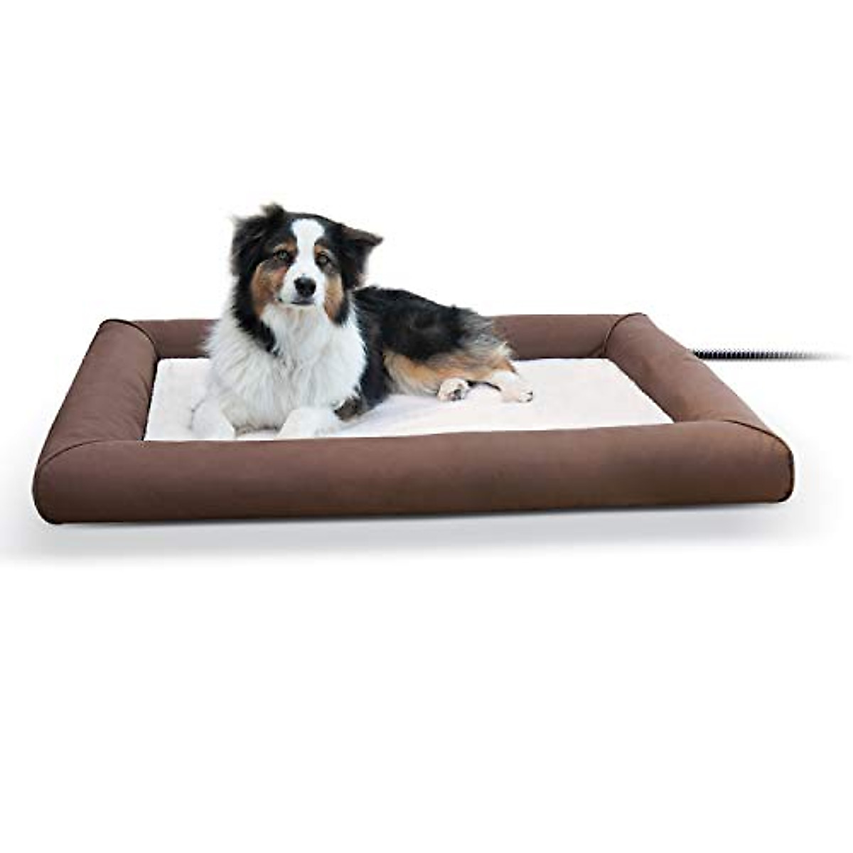 K&H Pet Products Deluxe Lectro-Soft Outdoor Heated Bed Large Chocolate/Tan 34.5" x 44.5" 60W