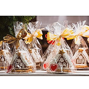 Yotelab Cellophane Bags, 7" x14" Clear Cellophane Treat Bags With Twist Ties, Cello Bags 100 PCS