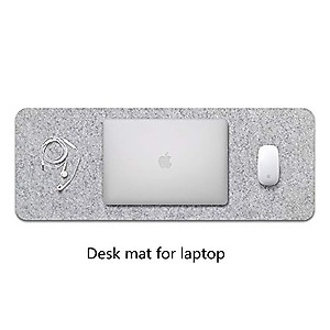 FireBee Extended Gaming Mouse Pad Non-Slip Desk Pad Protector Office Writing Mat Felt Base 0.12 Inch Thick (Light Gray)