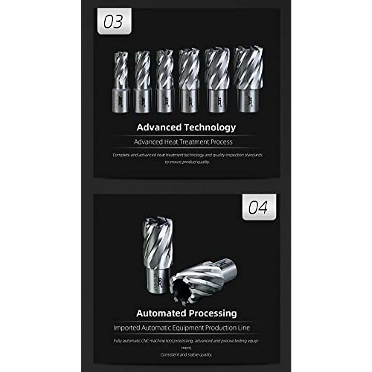 LYXC M2AL HSS Annular Cutter Set 50pcs 3/4'' Weldon Shank 1'' Cutting Depth 1/2" Cutting Diameter for Mag Drill Press