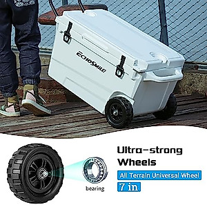 EchoSmile 25/30/35/40/75 Quart Rotomolded Cooler, 5 Days Protale Ice Cooler, Ice Chest Suit for BBQ, Camping, Pincnic, and Other Outdoor Activities (White)