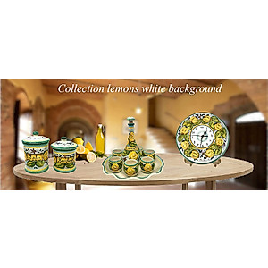 CERAMICHE D'ARTE PARRINI - Italian Ceramic Art Spoon Rest Pottery Holder Hand Painted Decorated Lemons Made in ITALY Tuscan