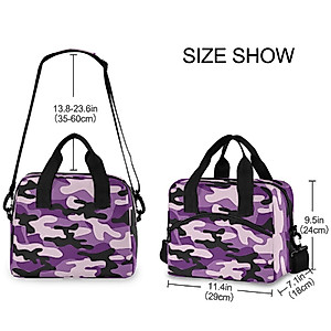 ALAZA Black Purple Camo Lunch Bags for Women Leakproof Crossbody Lunch Bag Lunch Cooler Bag with Shoulder Strap(226be8k)