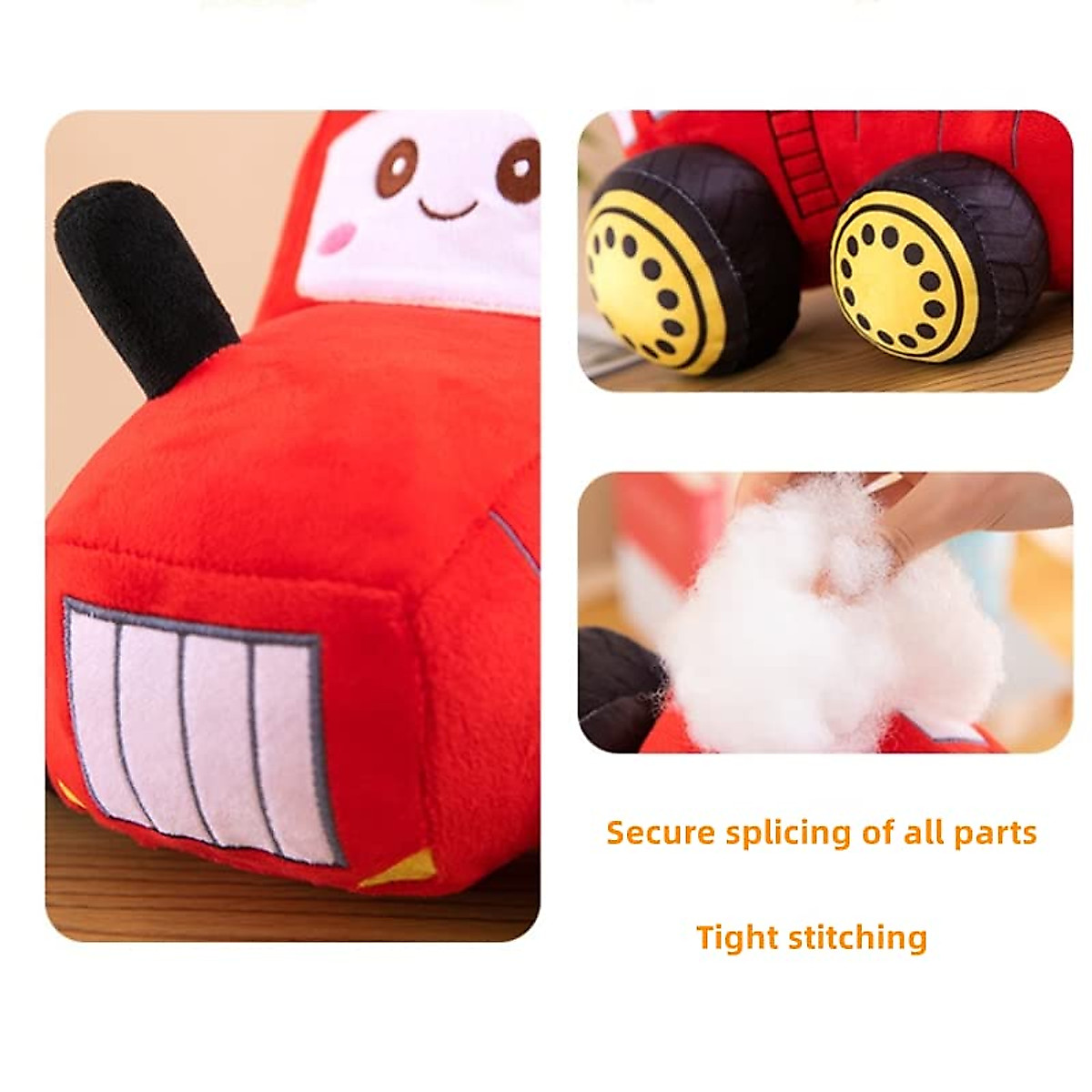 XIZHI Car Plush Toy Soft Stuffed Car Plush Pillow Toy CuteTractor Cartoon Throw Pillow Plushie Gifts for Kids Birthday Christmas Party (Tractor Red)