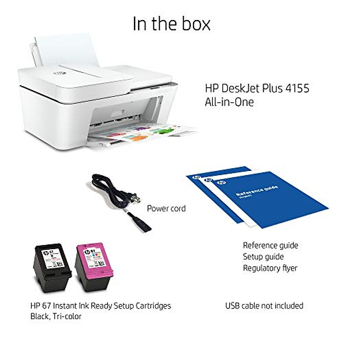 HP DeskJet Plus 4155 Wireless All-in-One Printer, Mobile Print, Scan & Copy, HP Instant Ink Ready, Auto Document Feeder, Works with Alexa (3XV13A)