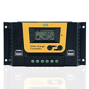 JJN Solar Panel Kit 200w Bifacial Solar Panel with 20A Solar Charge Controller+41" Adjustable Solar Panel Brackets for Homes RV Marine Camping Boat Off Grid System