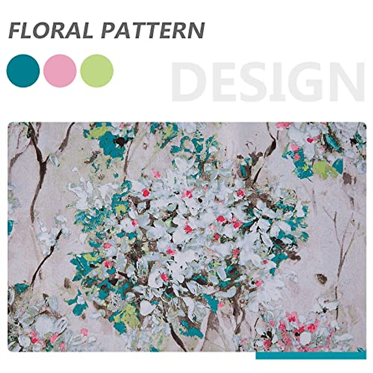 MYSKY HOME Floral Blackout Curtains 72 inches Long Pink and Blue Curtains Farmhouse Curtains Room Darkening Window Curtains for Living Room Printed Flower Leaves Grommet Curtains Panels