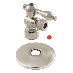 Kingston Brass CC53308K Vintage 5/8-Inch x 3/8-Inch OD Comp Quarter-Turn Angle Stop Valve with Flange, Brushed Nickel