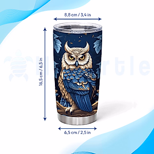 Hyturtle Personalized Owl Lovers Tumbler - Owls Print Custom Name Stainless Steel Coffee Tumbler 20 oz With Lid - Idea Owl Lover, Animal Lover Gifts For Women, Mom, Daughter For Birthday, Christmas