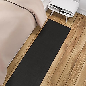 Machine Washable Modern Solid Design Non-Slip Rubberback 2x6 Traditional Runner Rug for Hallway, Kitchen, Bedroom, Living Room, 2'2" x 6', Black