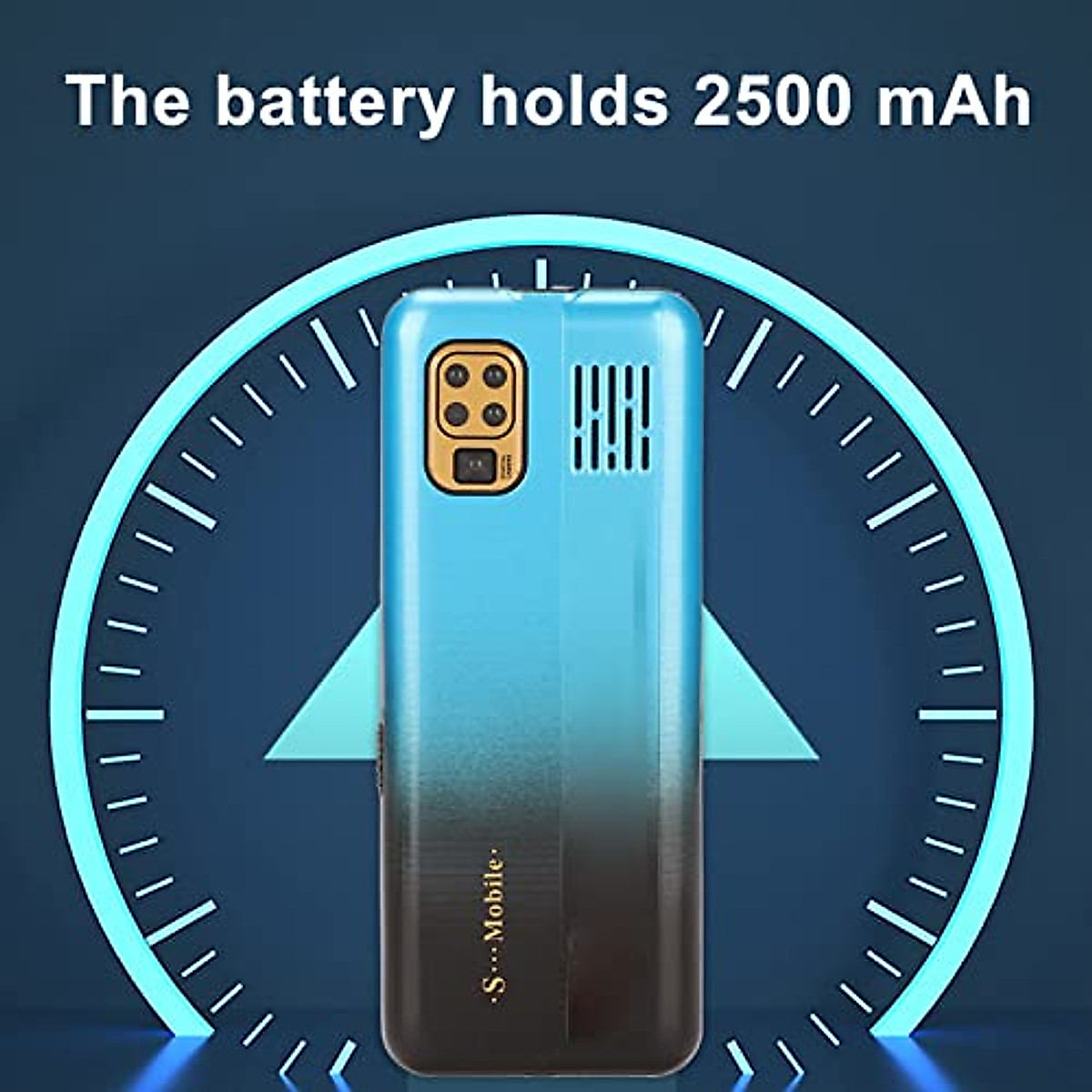 Zyyini Unlocked Mobile Phone, W23 Large Button Large Font 2G Calling Mobile Phone for Seniors, 3 Card 3 Standby, Large Loud Volume, One Button Flashlight, Long Standby(Blue)