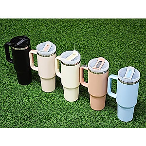 PureElement 40 oz Adventure Quencher Tumbler H2.0 with Handle and Straw | New Easy Grip | Double Wall Stainless Steel Insulated Design | Resistant and Durable | Dupe Mug Cup (Chambray)