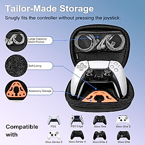 TiMOVO Controller Keyboard Carrying Case for PS5/PS5 Edge/Xbox Controller, PS5 Travel Case with Accessory Storage Holder, Hard Shell Protective Bag Fits PS5/Edge/Xbox Series X/S/One Controller, Black
