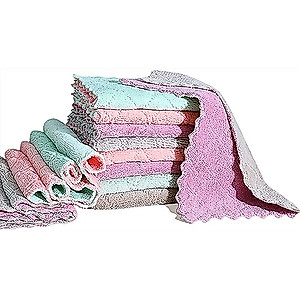 12 Pack Kitchen Cloth, Dish Towels Super Absorbent Coral Velvet Dishtowels, Microfiber Premium Cleaning Cloths, Soft Tea Towels, Quick Dry Rags, Multipurpose Reusable Washcloths, Non-Stick Oil Cloths.