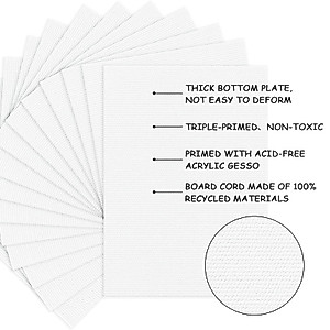 Simetufy 42 Pack 5x7 Inch Canvas Boards for Painting,10 oz Pre-Primed Canvas Panels Acid-Free 100% Cotton Small Canvases Blank Flat Canvas for Acrylics Oil Watercolor Paints