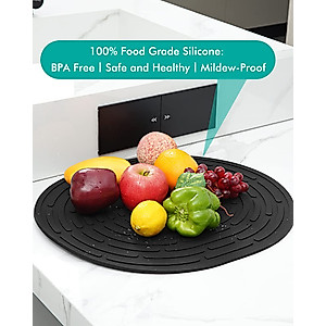 Dish Drying Mat-Silicone Drying Mats for Kitchen Counter-12"x18"Heat Resistant Mat Kitchen Gadgets Accessories-Bar Mat Coffee Mat Drying Pad for Countertop BLACK
