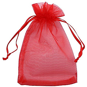Allgala 100 Count Orangza Gift Party Favor Bags with Drawstring-8x12 Inch-Red-PF53405
