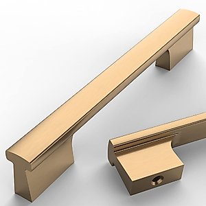 Asidrama 10 Pack 5 Inch(128mm) Dark Champagne Bronze Kitchen Cabinet Handles, Brushed Brass Cabinet Pulls Gold Kitchen Cabinet Hardware for Cupboard Drawer Pulls