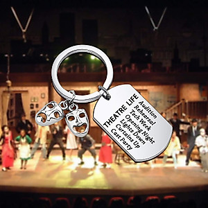 LQRI Theater Life Keychain Theatre Drama Keychain Funny Drama Actor Actress Gifts Comedy Tragedy Mask Jewelry Broadway Musical Drama Teacher Graduates Gift (d-Theater life)