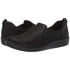Clarks womens Sillian Paz Slip On Loafer, Black Synthetic Nubuck, 7.5 US