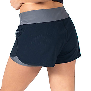 Spalding Women's Active Mesh Overlay Running Short, Regular and Plus Size, Navy, XL