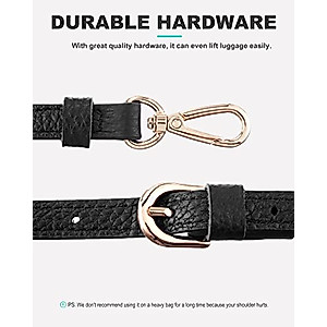 Purse Strap Purse Straps Replacement Crossbody Replacement Straps for Handbags Gold Hardware Genuine Leather(Black)