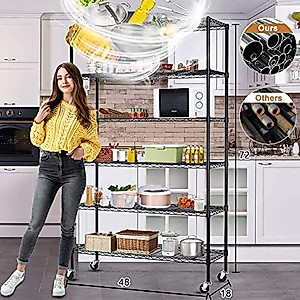 ZZD 6 Tier Storage Shelves for Storage Rack, 82" Heavy Duty Wire Shelving Unit Metal Storage Shelf 2100Lbs Capacity Adjustable Layer Metal Rack Strong for Restaurant Garage Kitchen