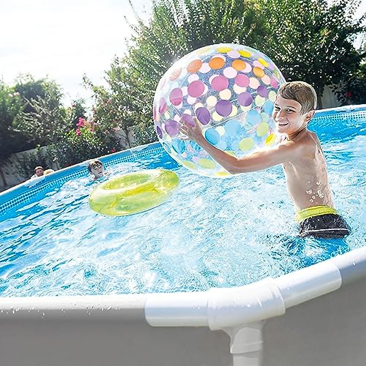 Intex 10 Feet Round Prism Metal Frame Above Ground Outdoor Backyard Swimming Family Pool for Kids and Adults ages 6 and Up, Gray