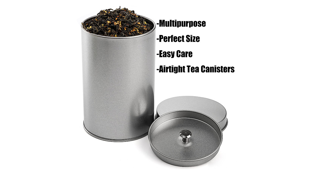 Yesland 6 Pack Tea Canisters - Airtight Storage for Tea & Spices